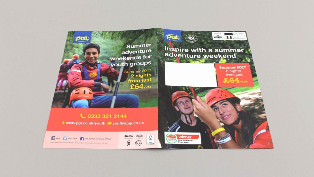 School trips graphic design marketing | PGL brochures | Hertfordshire